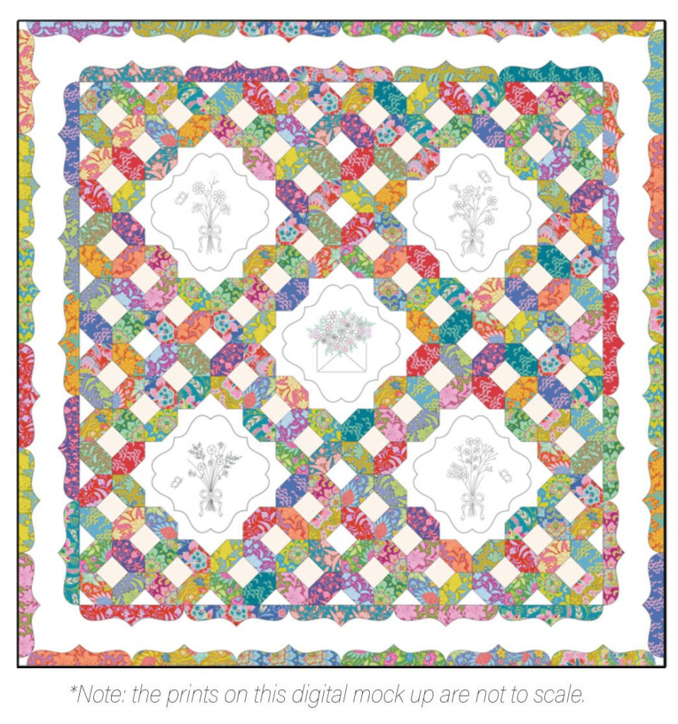 Posy Quilt BOM - Sharon Burgess Lilabelle Lane Creations - Petting Fabric