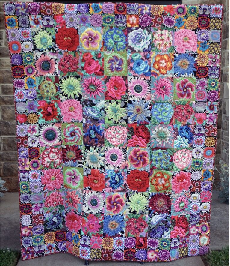 Kaffe Fassett Seed Packet Quilt 2023 Blue Queen Size - Petting Fabric