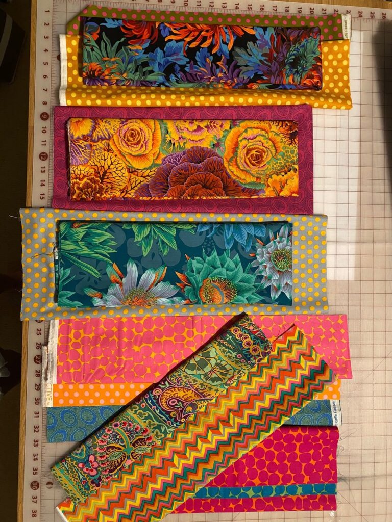 Framed Log Cabin Quilt Kit - Sunshine Colorway - Petting Fabric