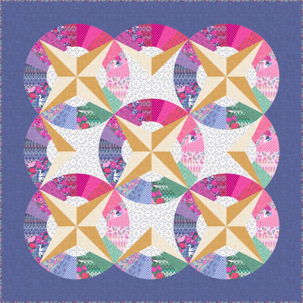 Fandango Quilt Kit - Enchanted Bloom (Blue) - Petting Fabric