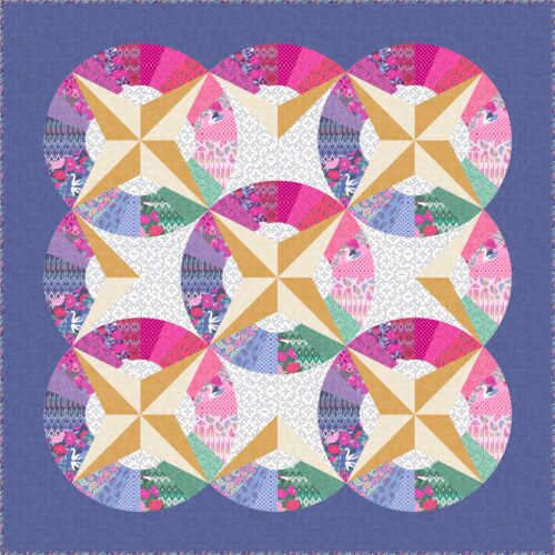 Fandango Quilt Kit - Enchanted Bloom (Blue) - Petting Fabric