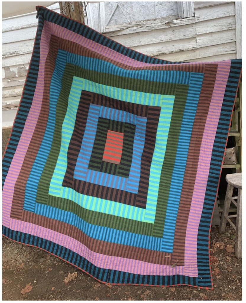 Shot Striped Frames Quilt Pattern - Petting Fabric