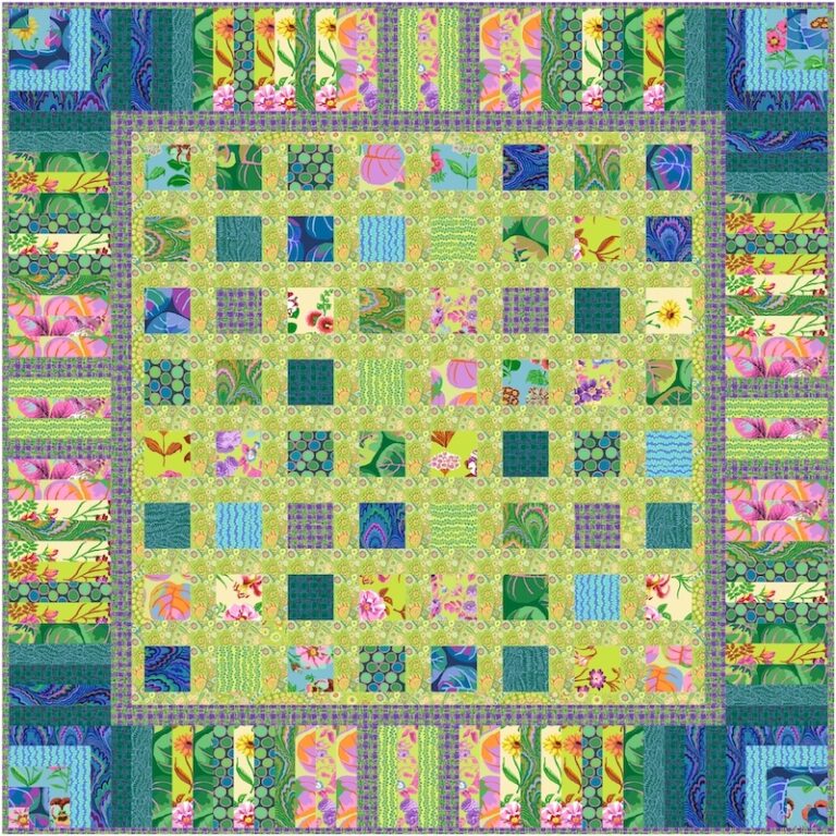 Charming Cool Quilt Kit - Kaffe February 2025 - Petting Fabric